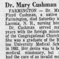 Dr. Mary Floyd Cushman M D, Angola Missionary Twenty Years (1870–1965)