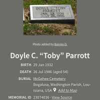 Doyle Clovis "Toby" Parrott (1932–1986) • FamilySearch