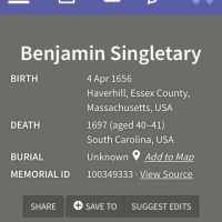 Benjamin Singletery (1656–1697)