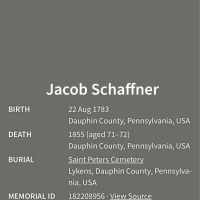 Jacob F. Schaffner (1783–1855) • FamilySearch