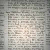 Benjamin Franklin Kasee (1890–1928) • FamilySearch