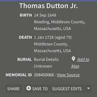 Thomas Dutton II (1648–1728) • FamilySearch