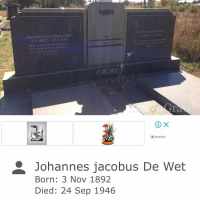 Johannes Jacobus de Wet (1892–1946) • FamilySearch