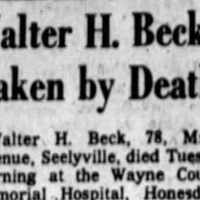 Walter Henry Beck (1887–1966) • FamilySearch